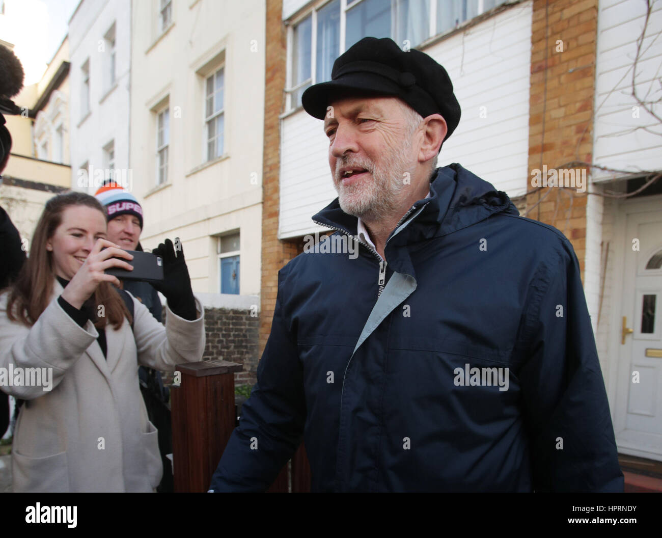 Labour leader Jeremy Corbyn leaves his home in north London following a ...