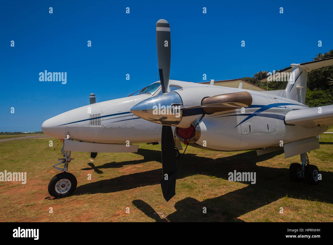 Plane twin engine propellor aircraft closeup rear front abstract on ...