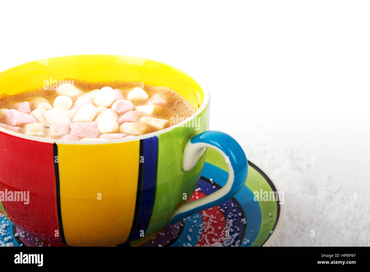 Hot chocolate in a bright and colourful cup Stock Photo - Alamy