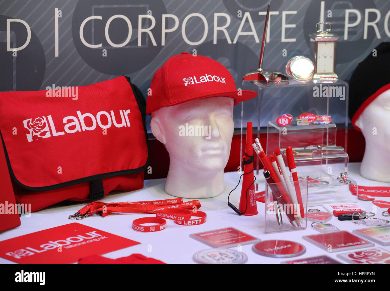 Labour merchandise at the Scottish Labour conference at the Perth ...