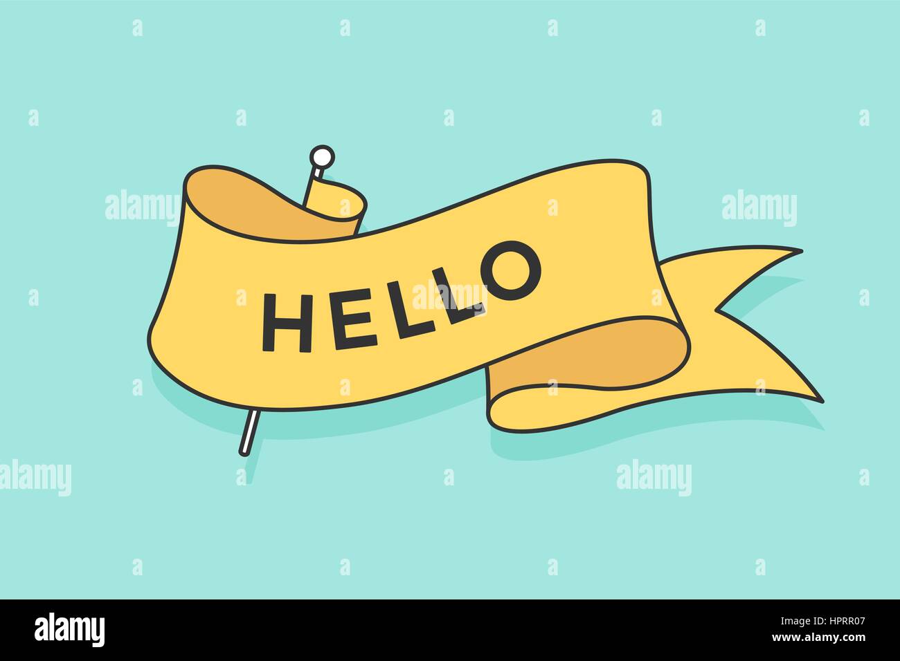 Greeting card with ribbon and word Hello Stock Vector Image & Art - Alamy