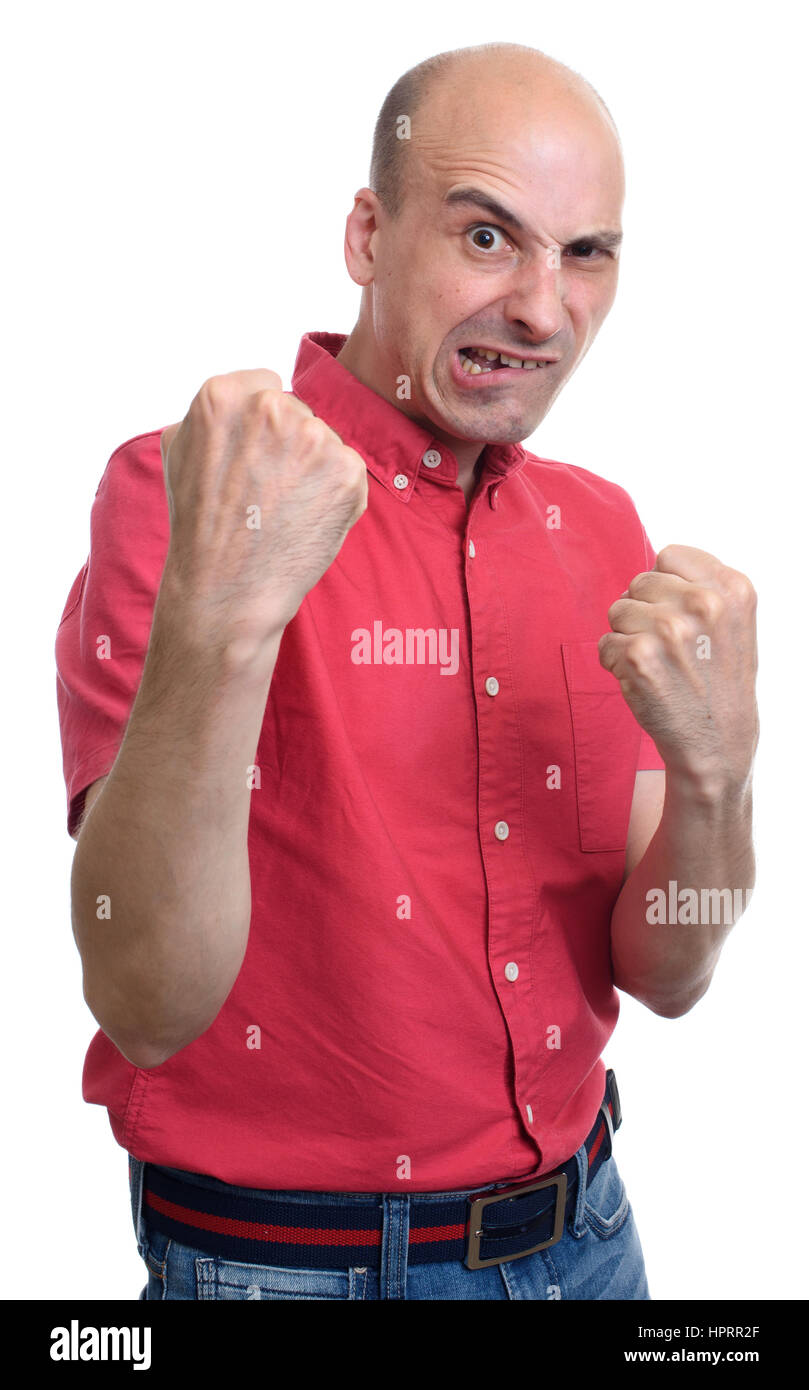 portrait of young angry man isolated on white background Stock Photo ...