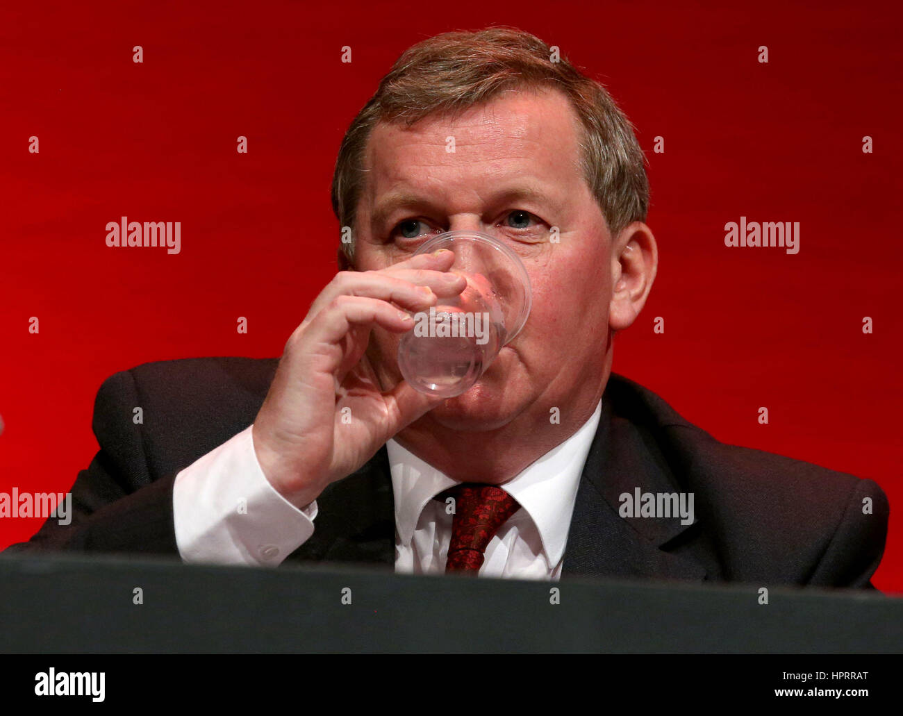 Scottish Labour deputy leader Alex Rowley on the stage ahead of the ...