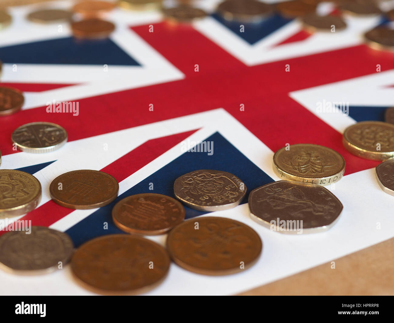 Pound coins money (GBP), currency of United Kingdom, over the Union ...