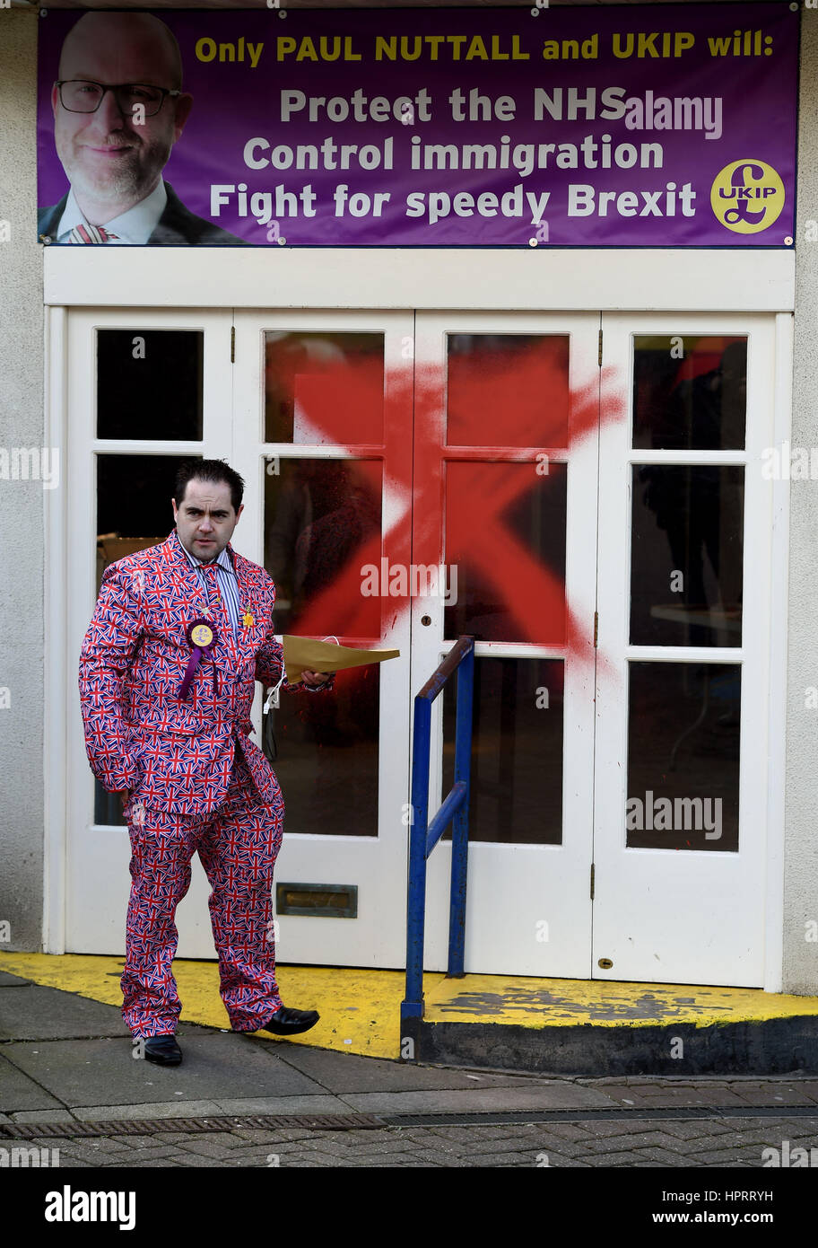 Graffiti at the offices of Ukip in Stoke town centre as Jeremy Corbyn ...
