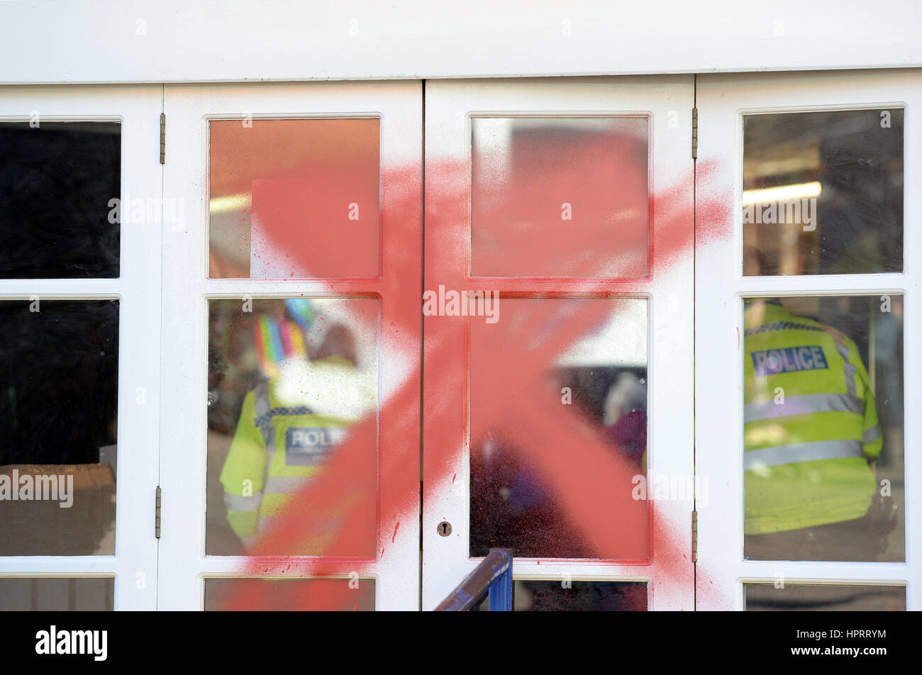 Graffiti at the offices of Ukip in Stoke town centre as Jeremy Corbyn ...