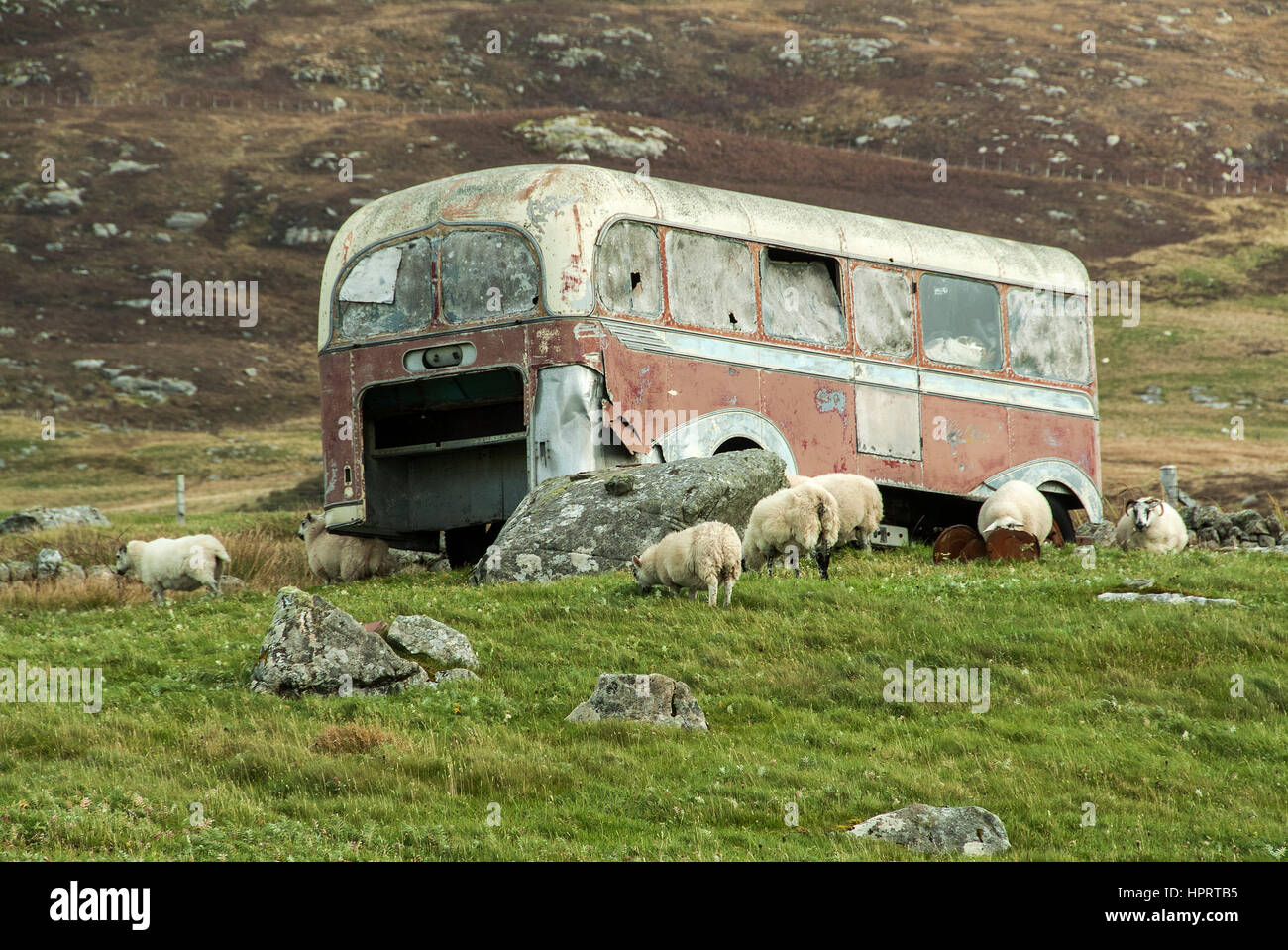 Old bus in the landscape, South Uist, Outer Hebrides Stock Photo - Alamy
