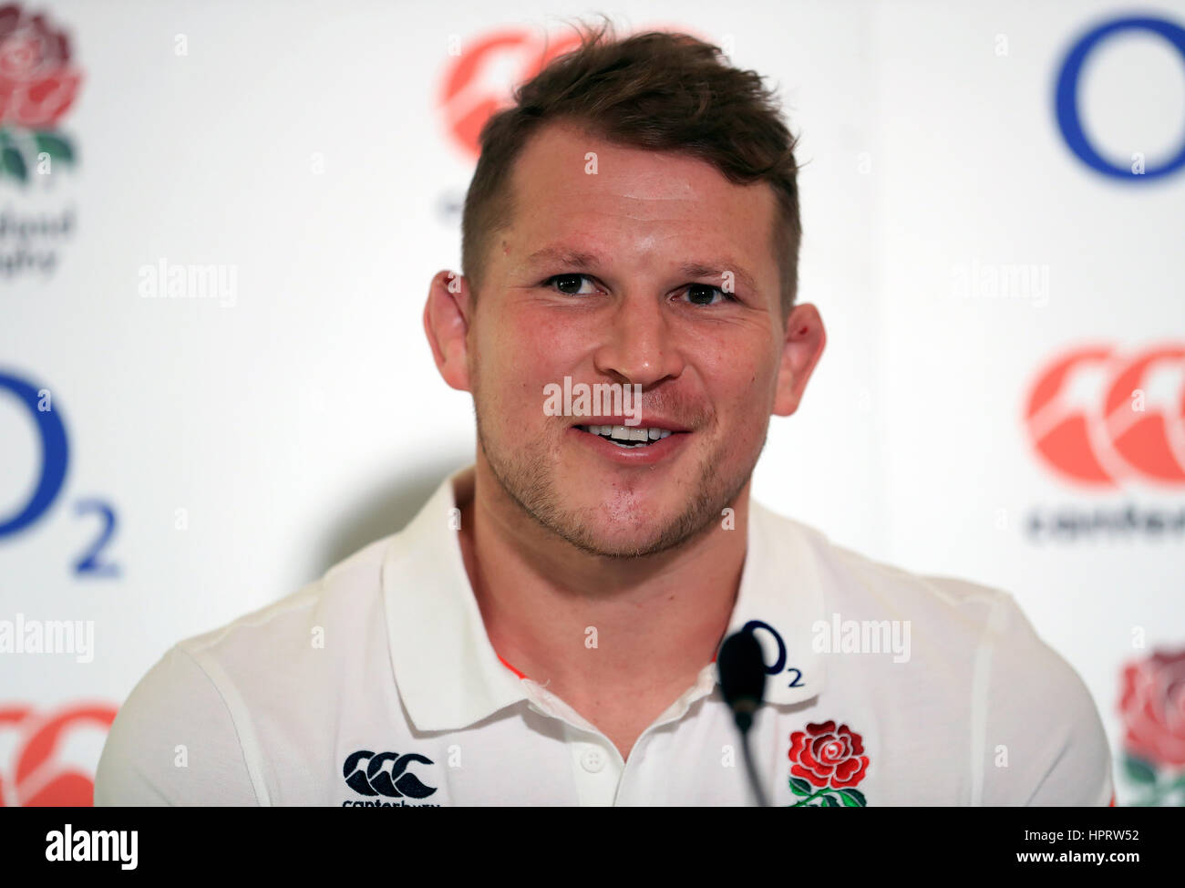 England captain Dylan Hartley during the press conference at Pennyhill ...