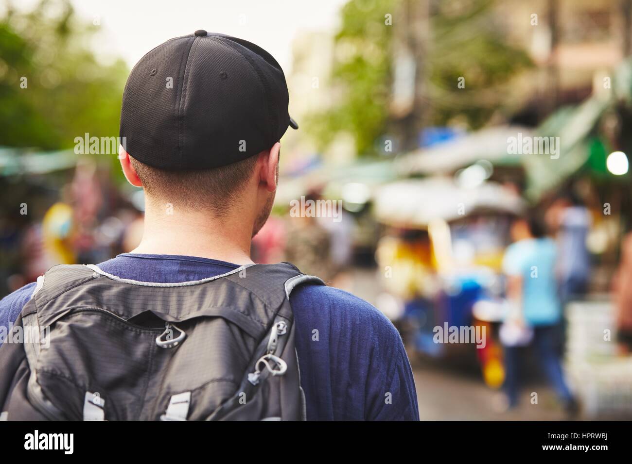 Back view young traveler hi-res stock photography and images - Alamy