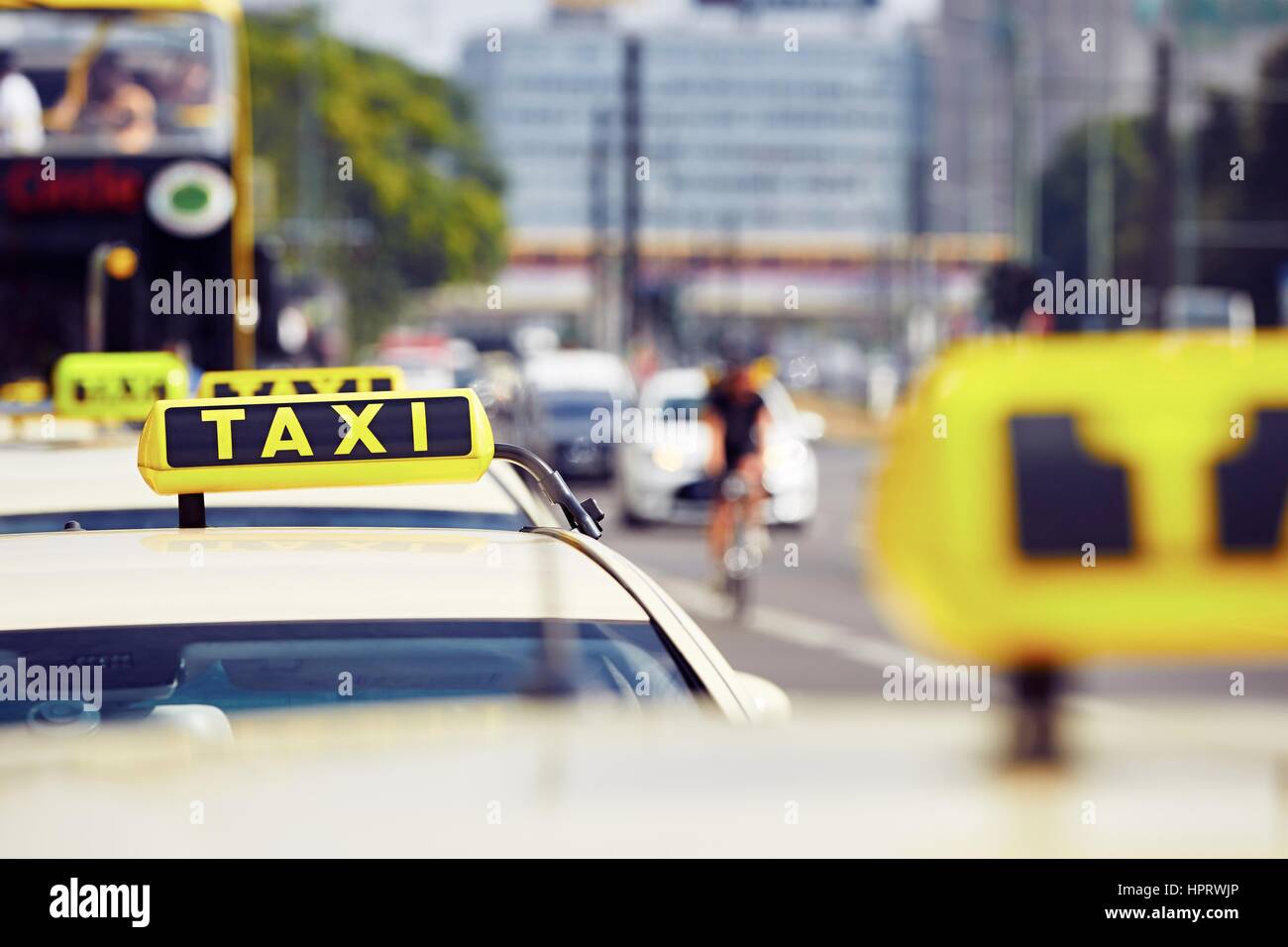 Detail of the taxi car on the street Stock Photo - Alamy