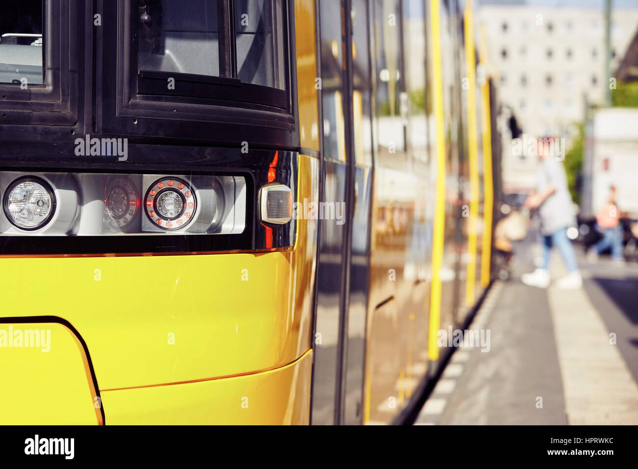 Yellow tram in the station - Berlin, Germany Stock Photo - Alamy