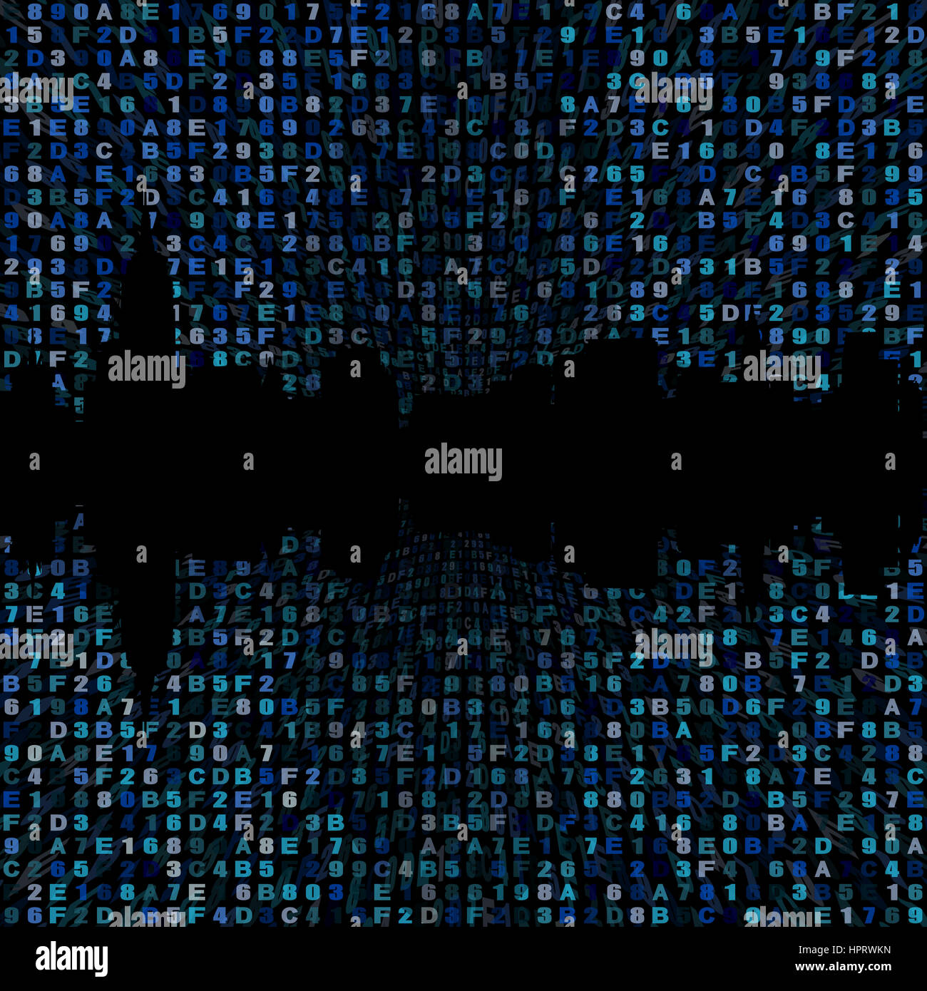 Midtown Manhattan skyline silhouette on hex code illustration Stock ...