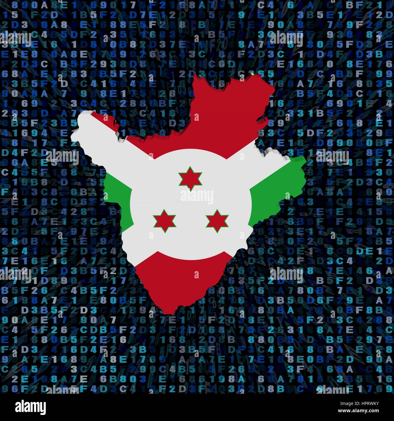 Burundi map flag on hex code illustration Stock Photo - Alamy