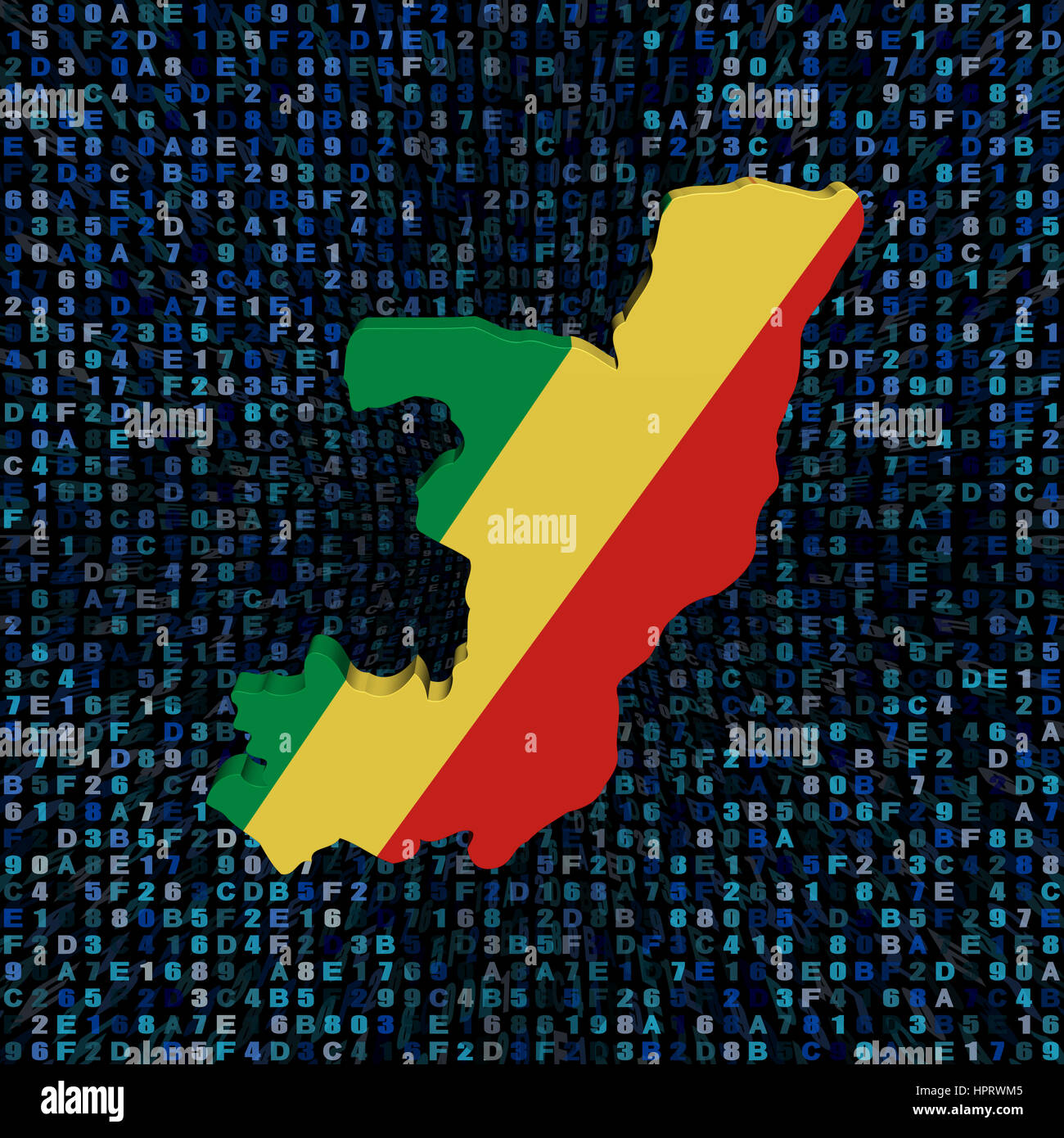 Republic of Congo map flag on hex code illustration Stock Photo - Alamy