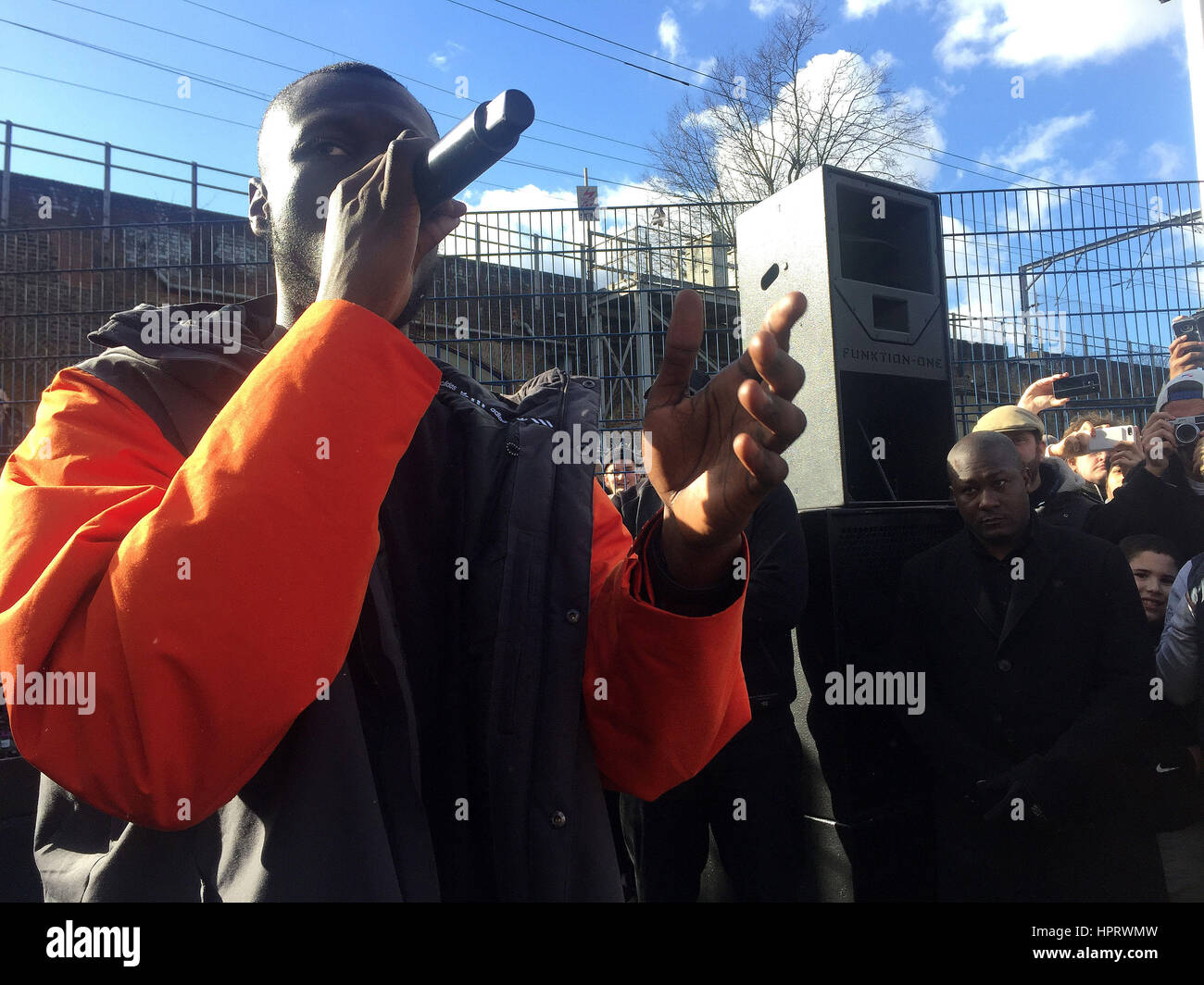 Grime MC Stormzy performs at a free gig in Castlehaven Park, London, on ...