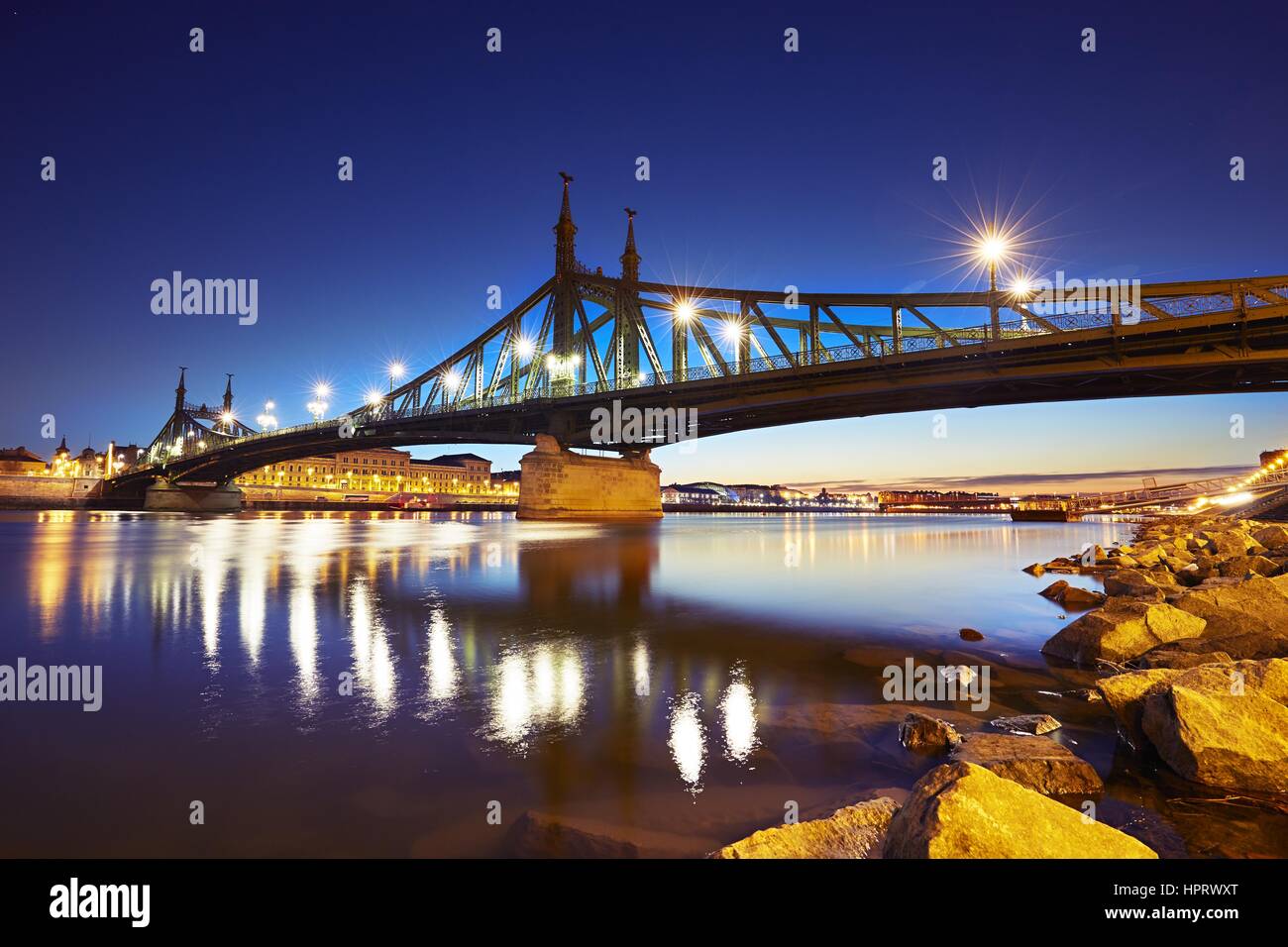Amazing dawn - Freedom Bridge (Liberty Bridge) in Budapest Stock Photo ...