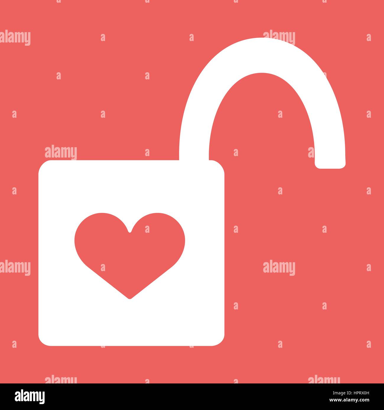 Heart Padlock open in. Icon Flat Design Vector Illustration with Love ...