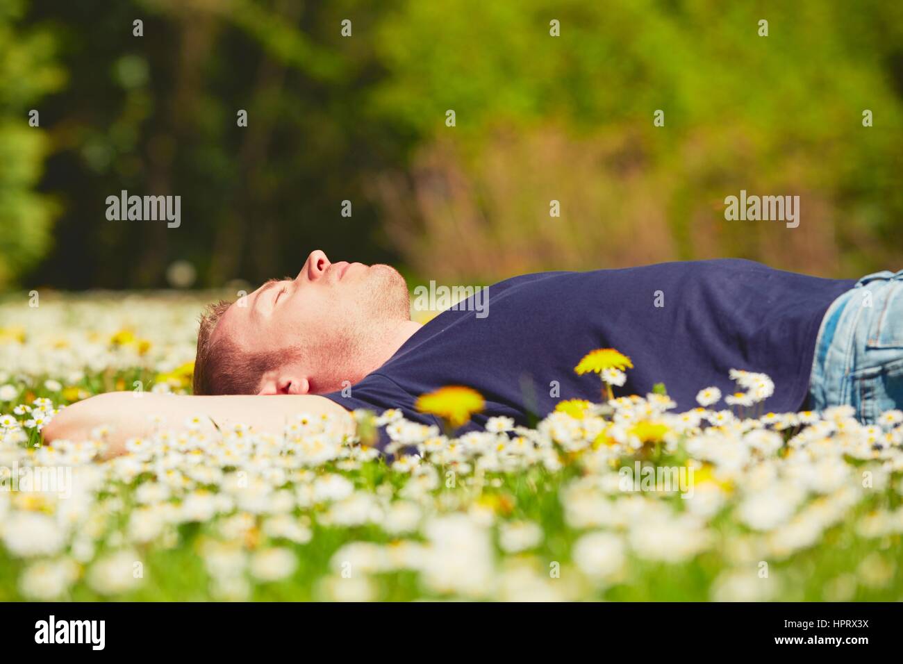 Happy young guy enjoying sunlight hi-res stock photography and images ...