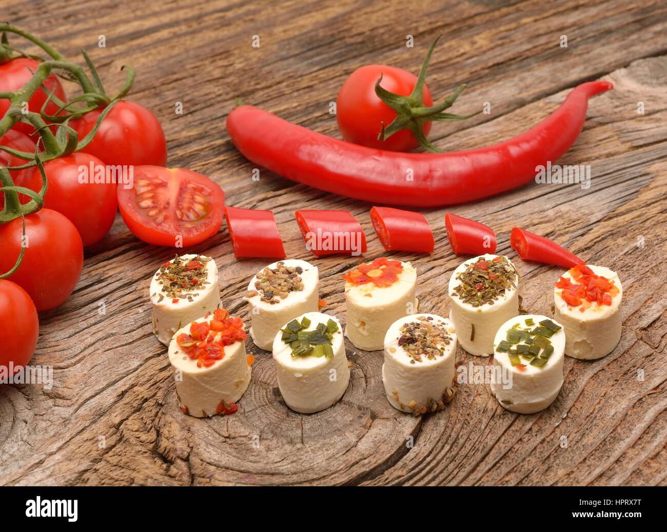 Feta cheese appetizer with spices Stock Photo - Alamy