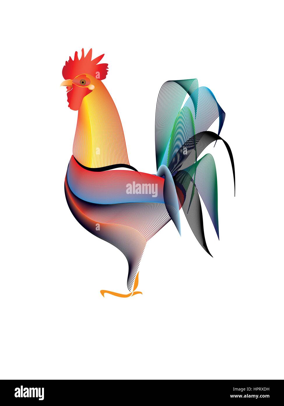 Colorful Rooster on white background Stock Vector Image & Art - Alamy