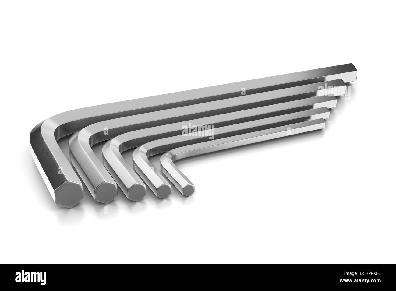 Metallic Hex Keys Set on White Background Stock Photo - Alamy