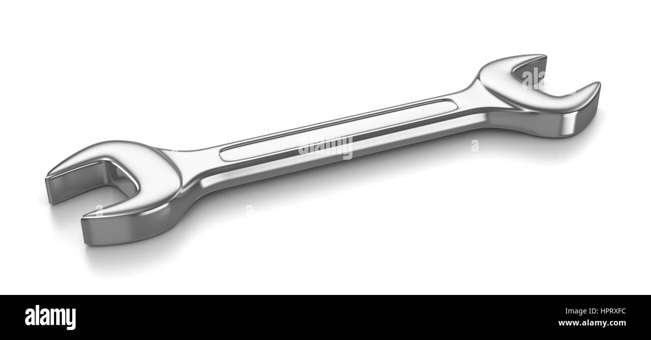 Single Metal Spanner on White Background 3D Illustration Stock Photo ...