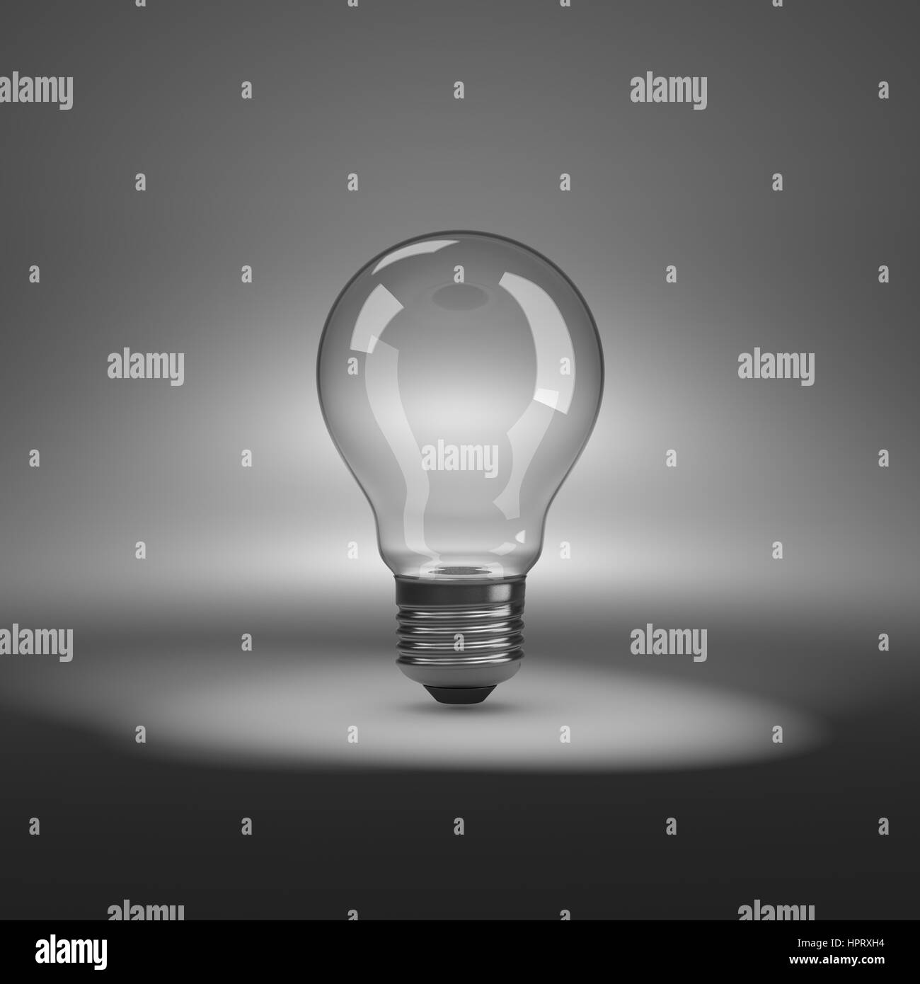 One Single Empty Light Bulb under Spotlight 3D Illustration Stock Photo ...