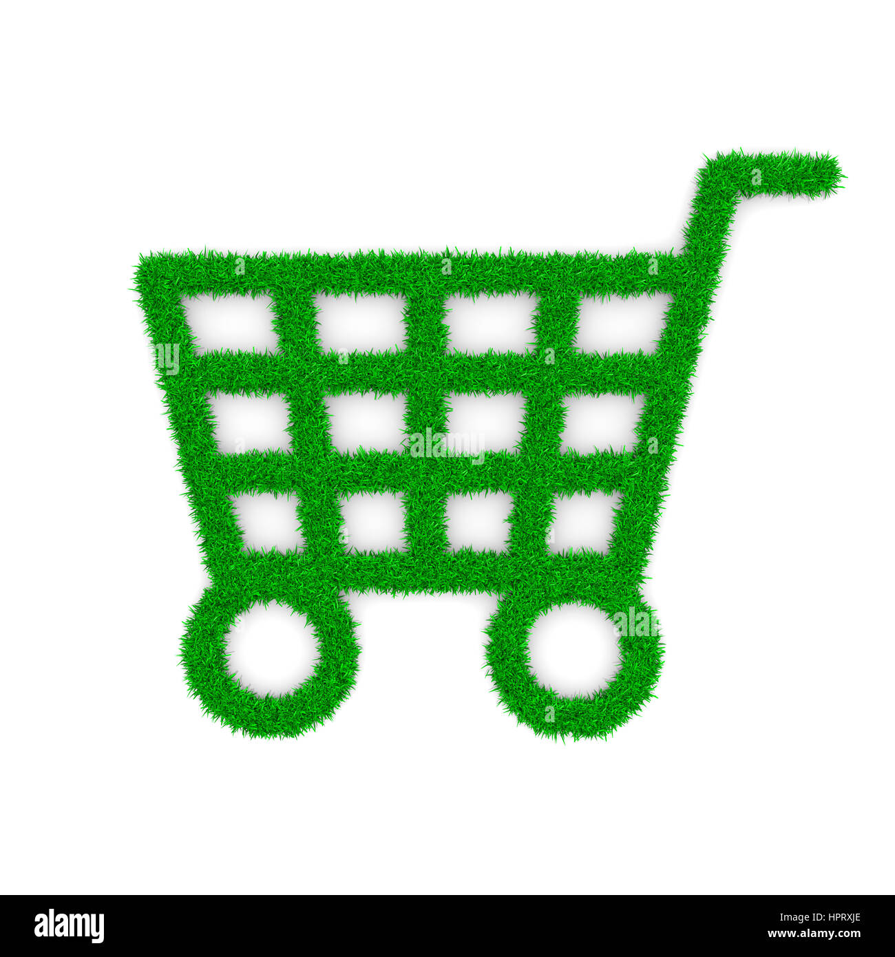 Grass Green Shopping Cart Symbol Shape on White Background 3D ...