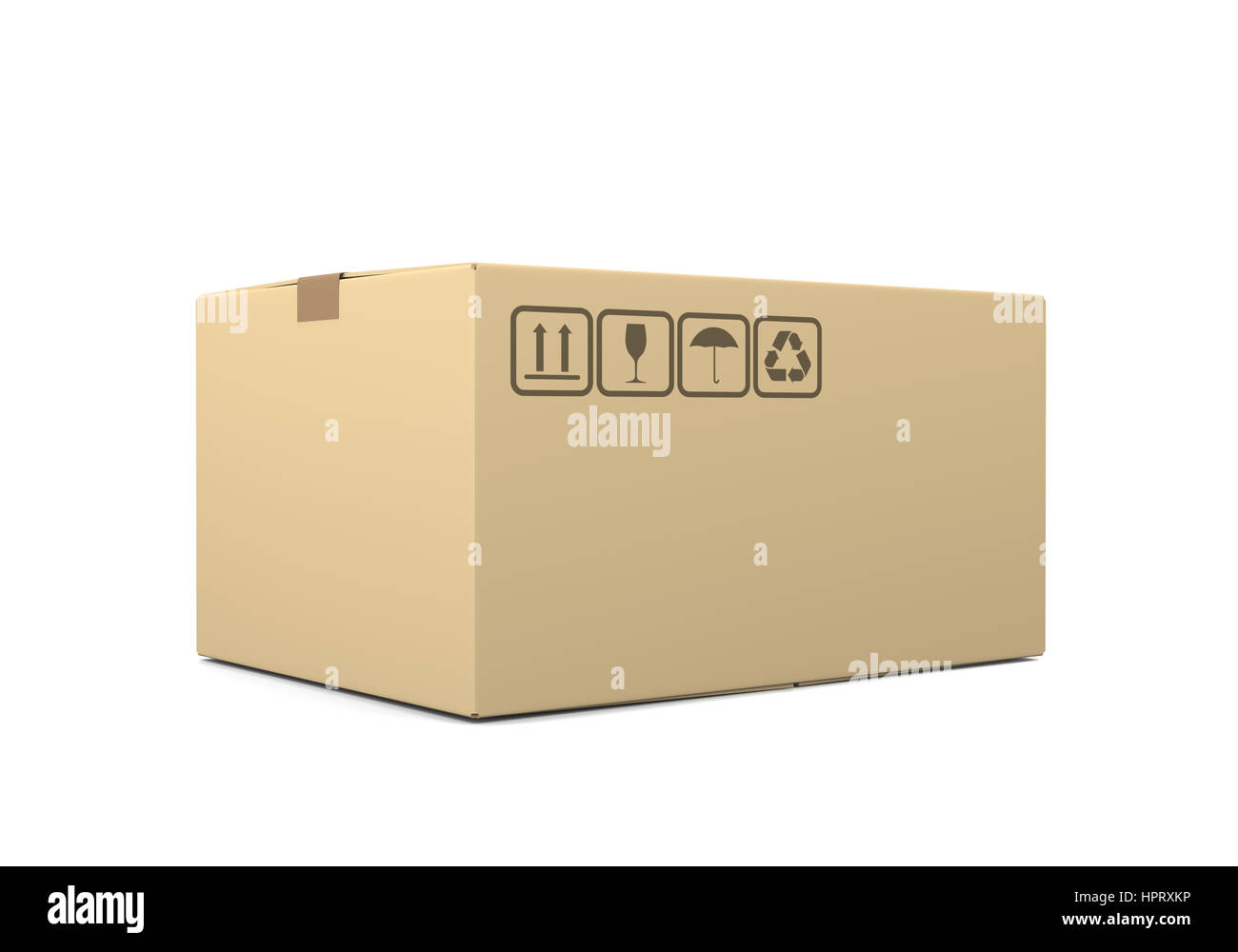 One Single Closed Beige Cardboard Box on White Background 3D ...