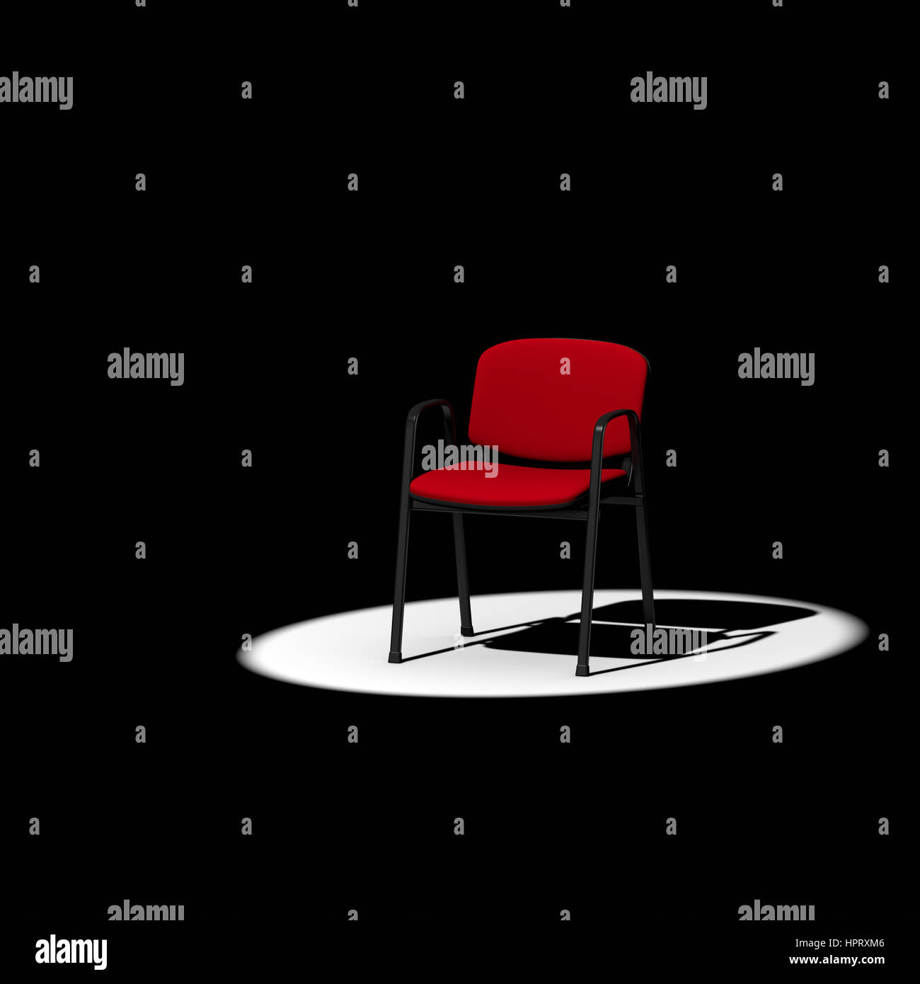Empty Red Chair under Spotlight on Dark Background Stock Photo - Alamy