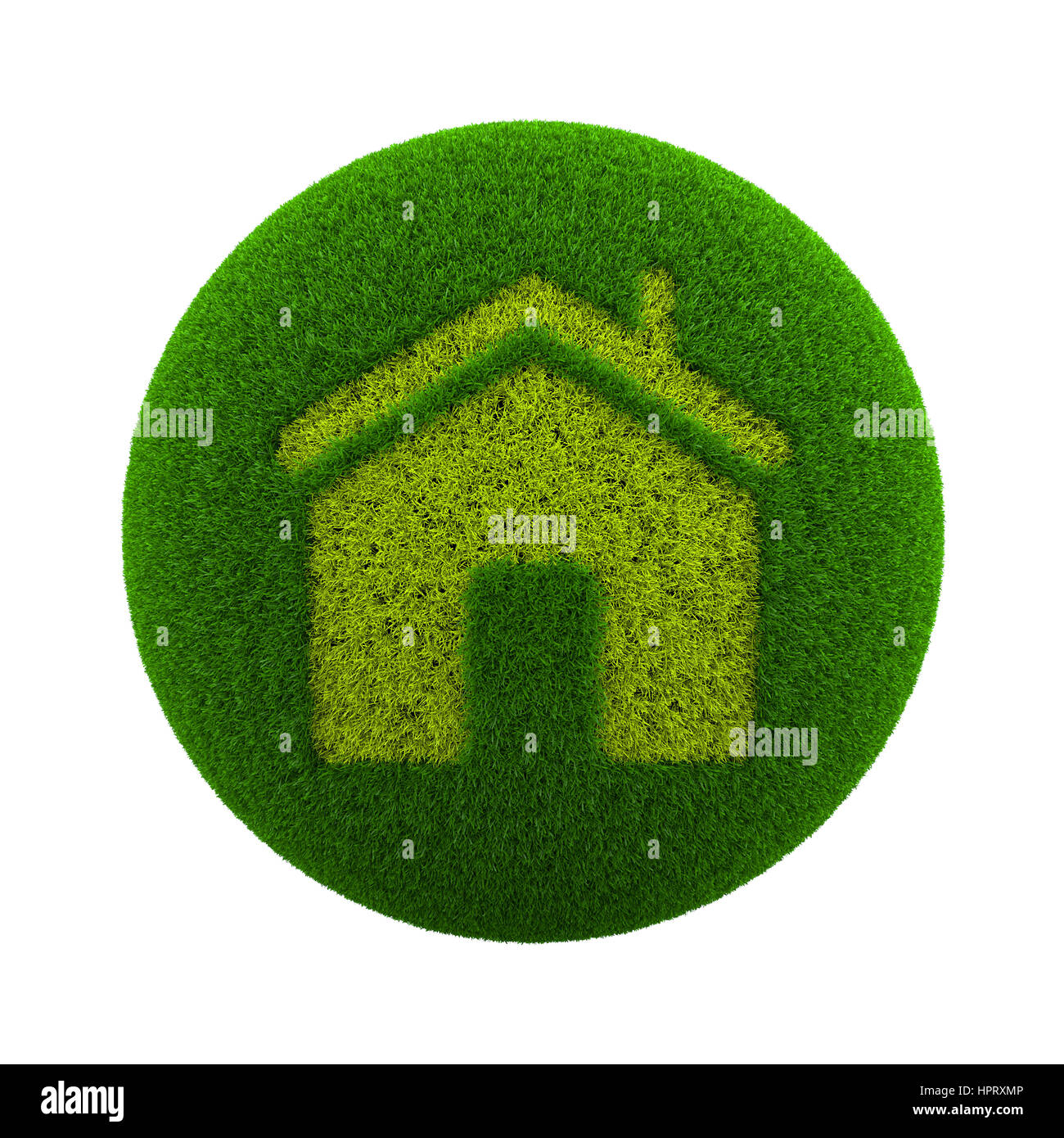 Green Globe with Grass Cutted in the Shape of Home Symbol 3D ...