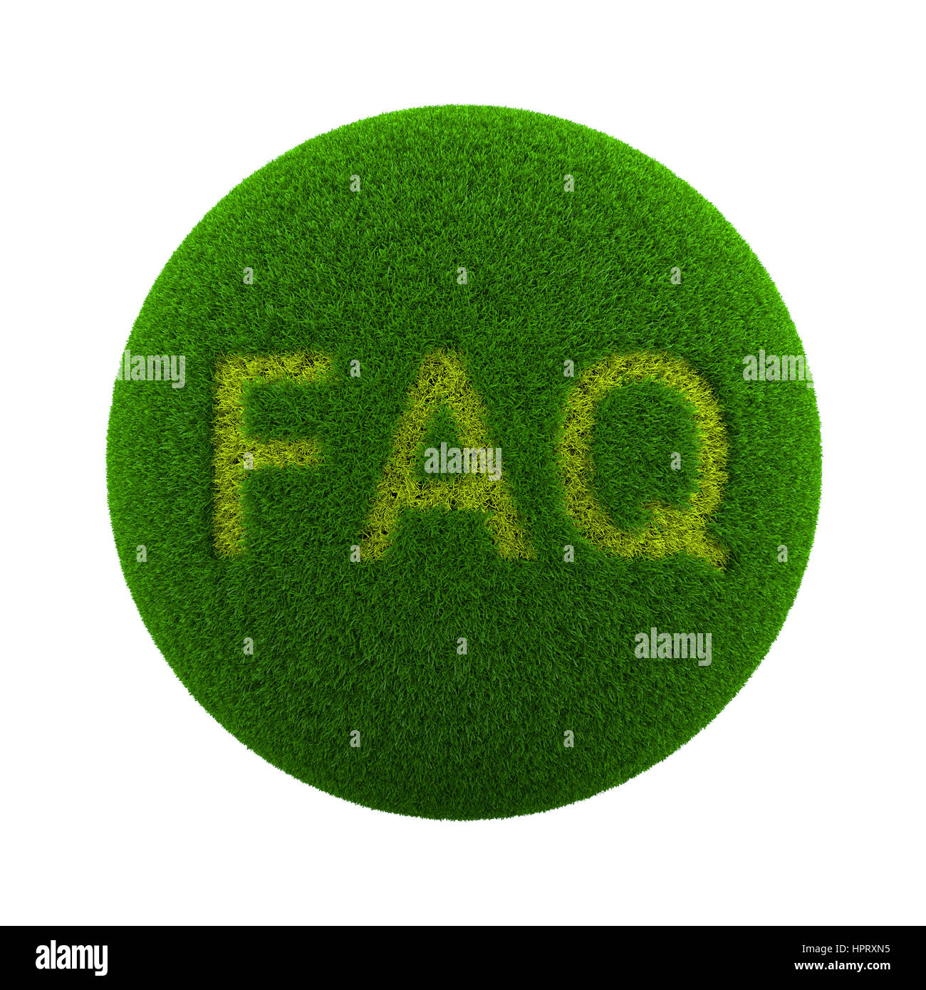Green Globe with Grass Cutted in the Shape of Faq Text Symbol 3D ...