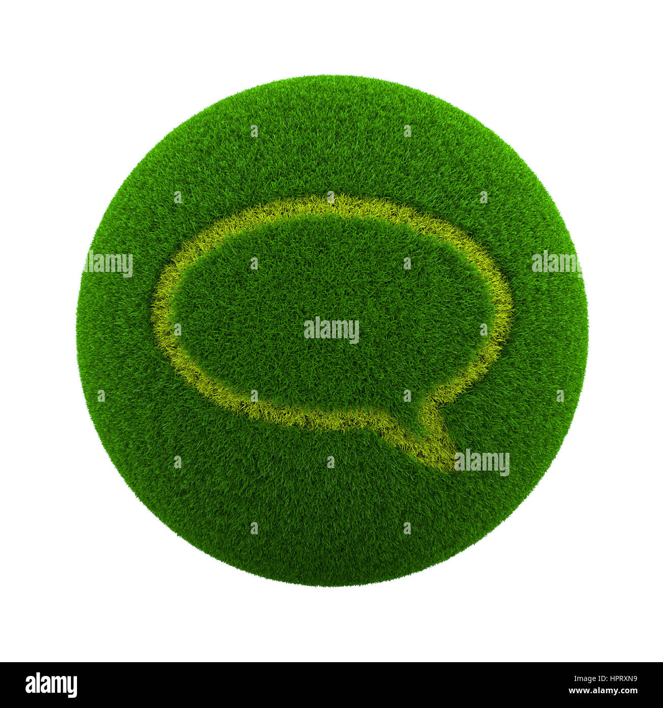 Green Globe with Grass Cutted in the Shape of a Speech Bubble Symbol 3D ...