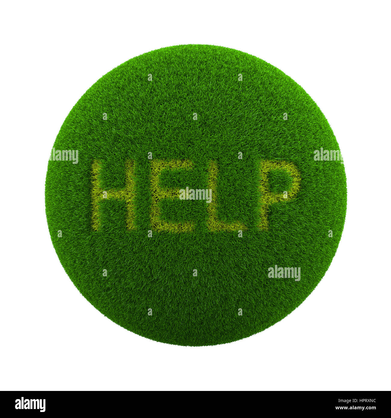Green Globe with Grass Cutted in the Shape of Help Text Symbol 3D ...