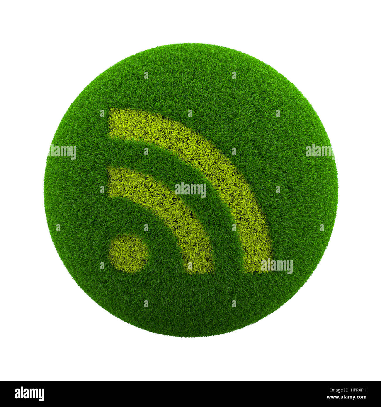 Green Globe with Grass Cutted in the Shape of RSS Symbol 3D ...