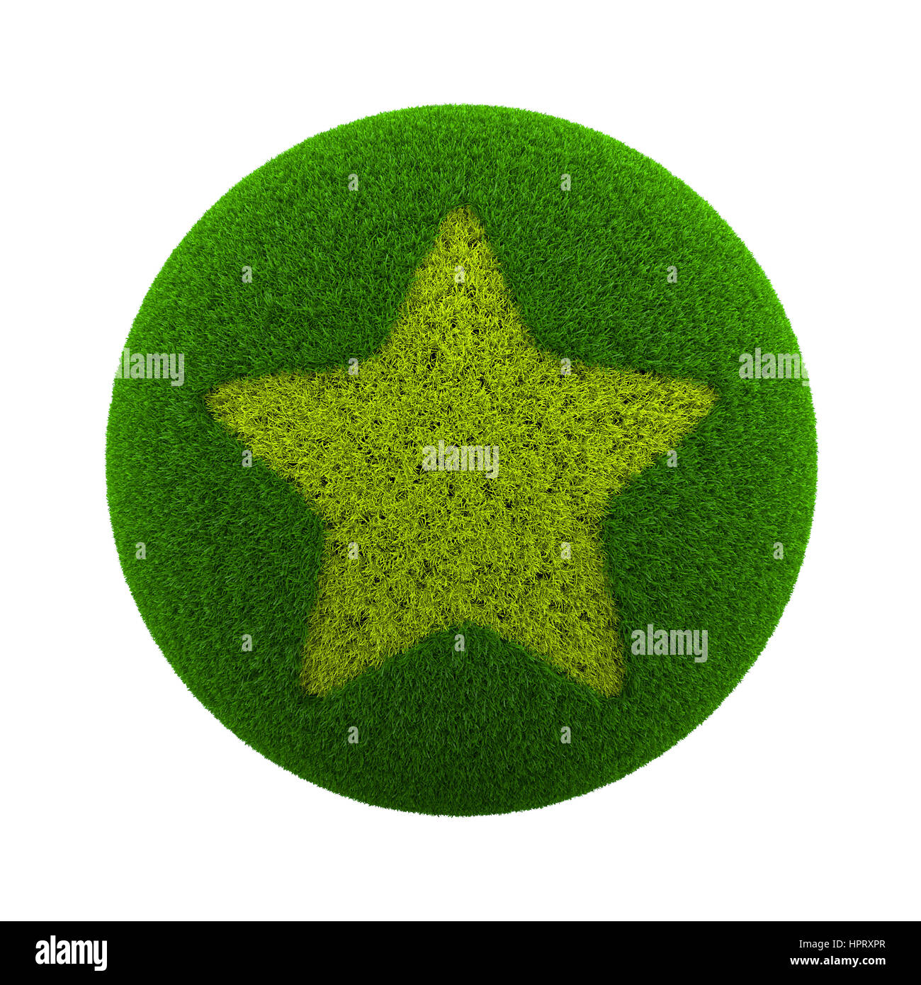 Green Globe with Grass Cutted in the Shape of a Star Symbol 3D ...