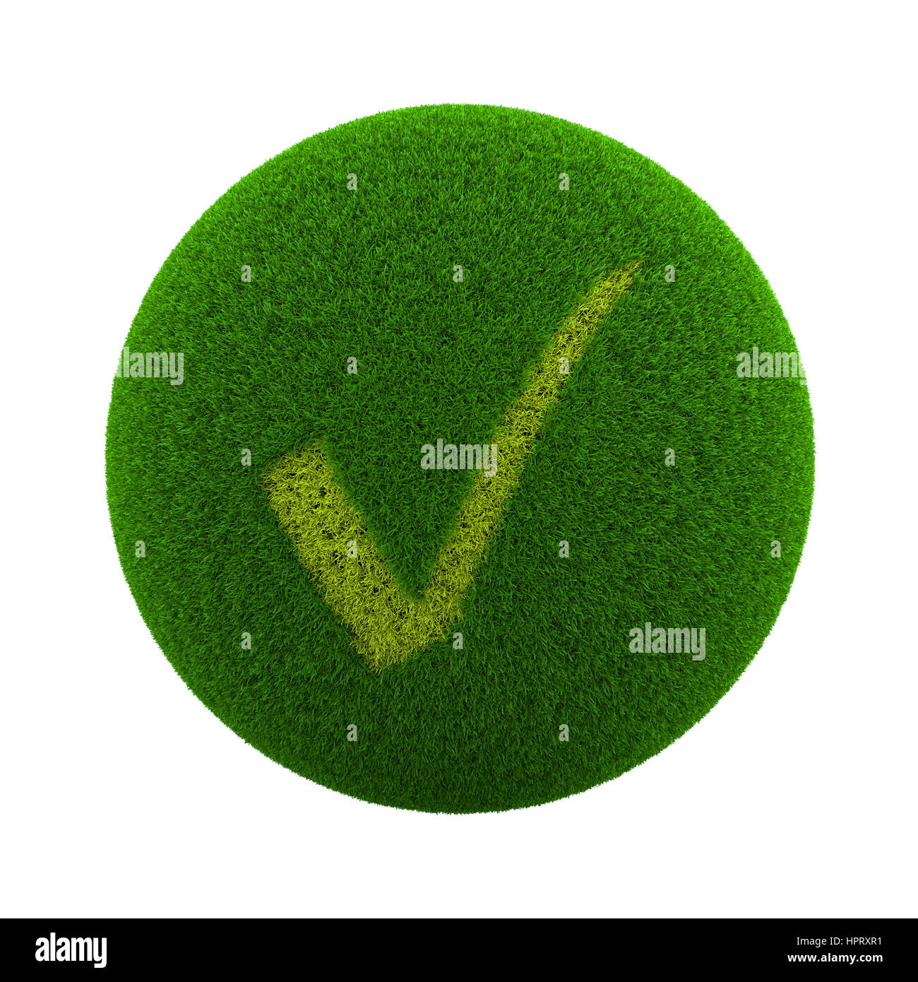 Green Globe with Grass Cutted in the Shape of V-Check Symbol 3D ...