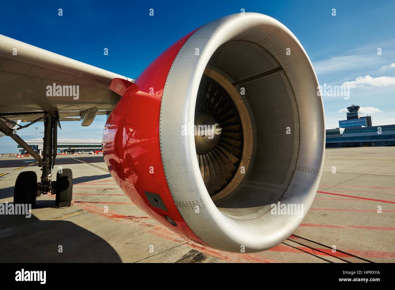 Engine of the airplane at the airport Stock Photo - Alamy