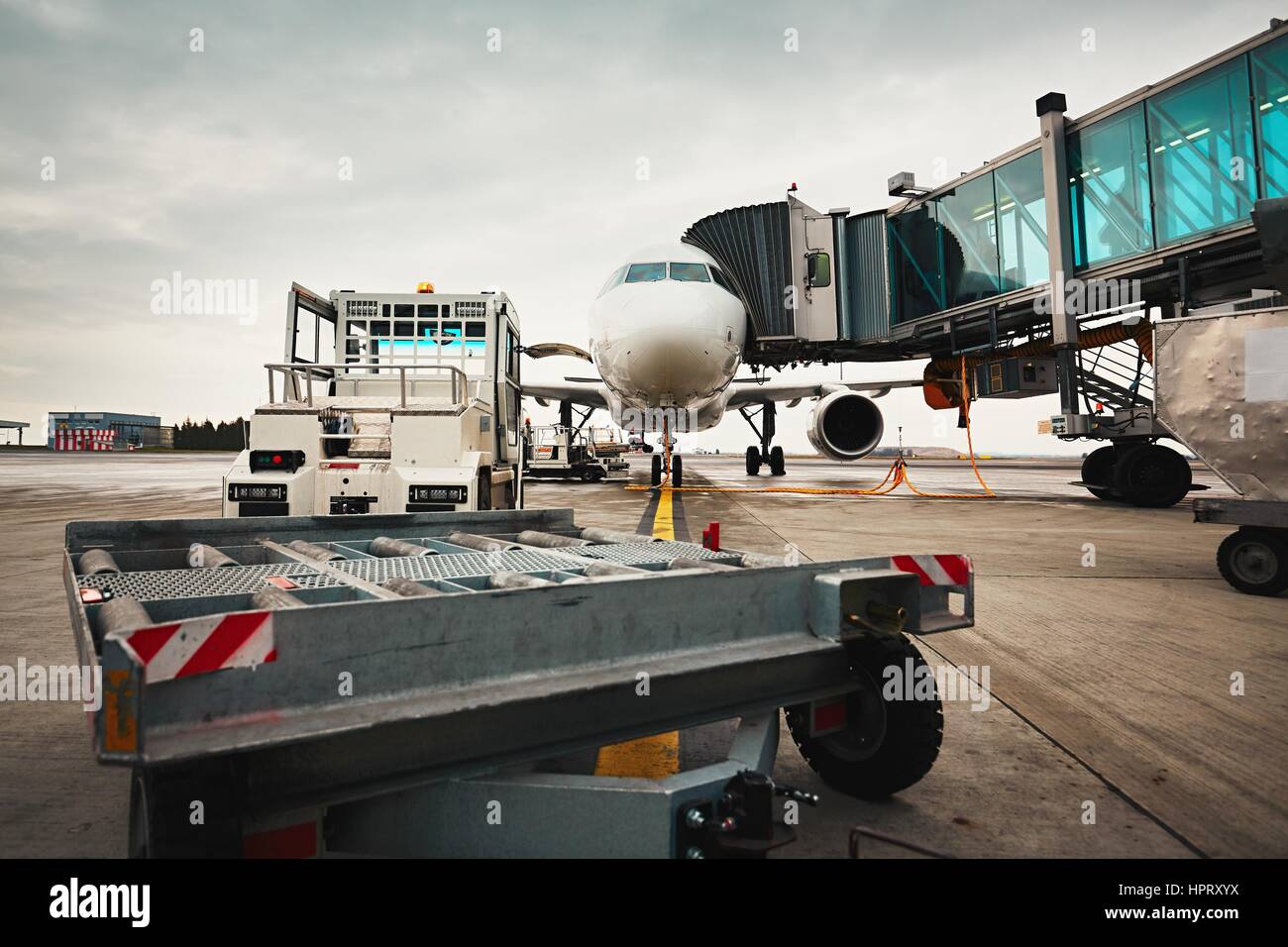 Daily life at the airport. Preparation of the airplane before flight ...