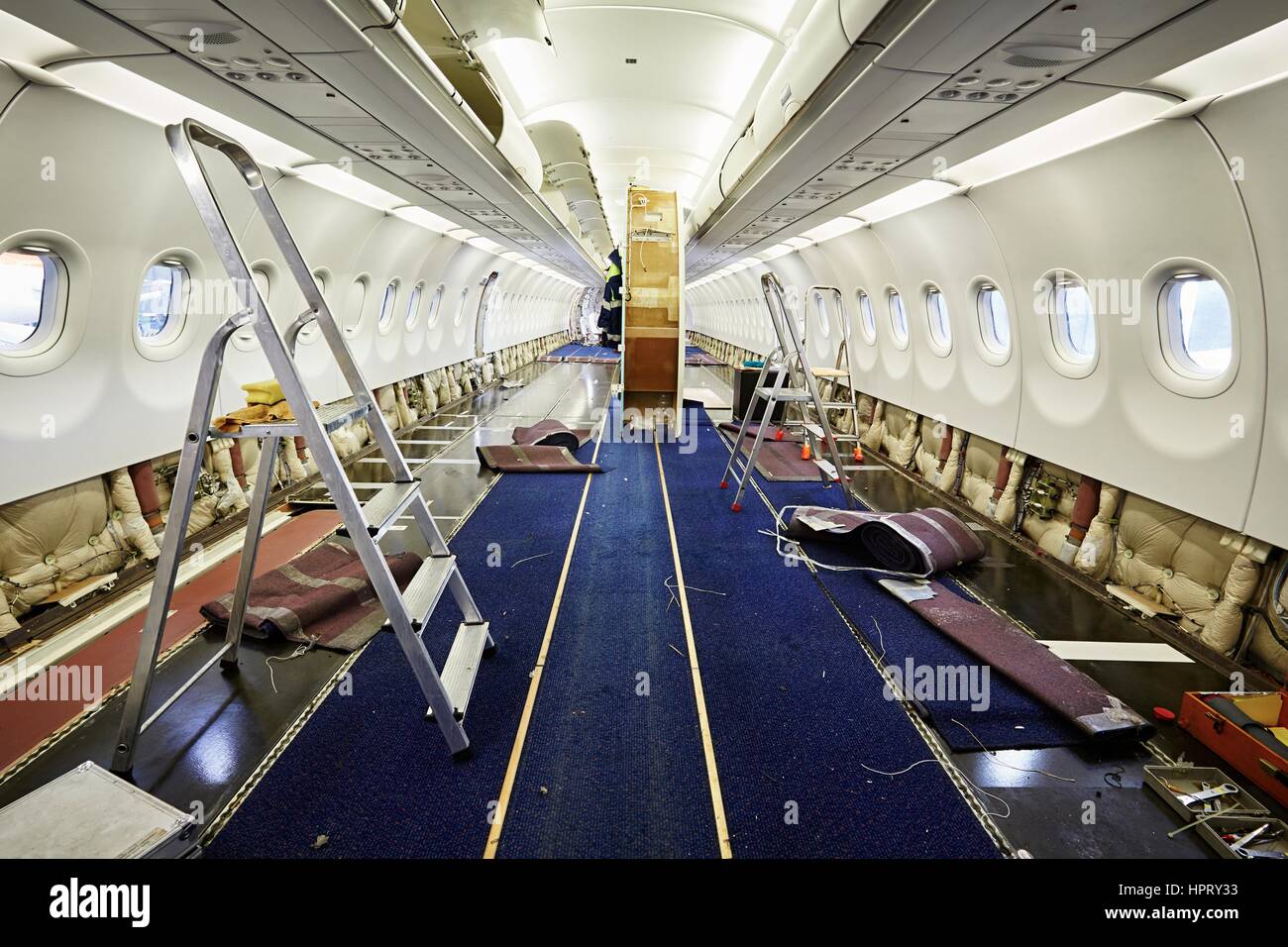 Cabin of the airplane under heavy maintenance Stock Photo - Alamy