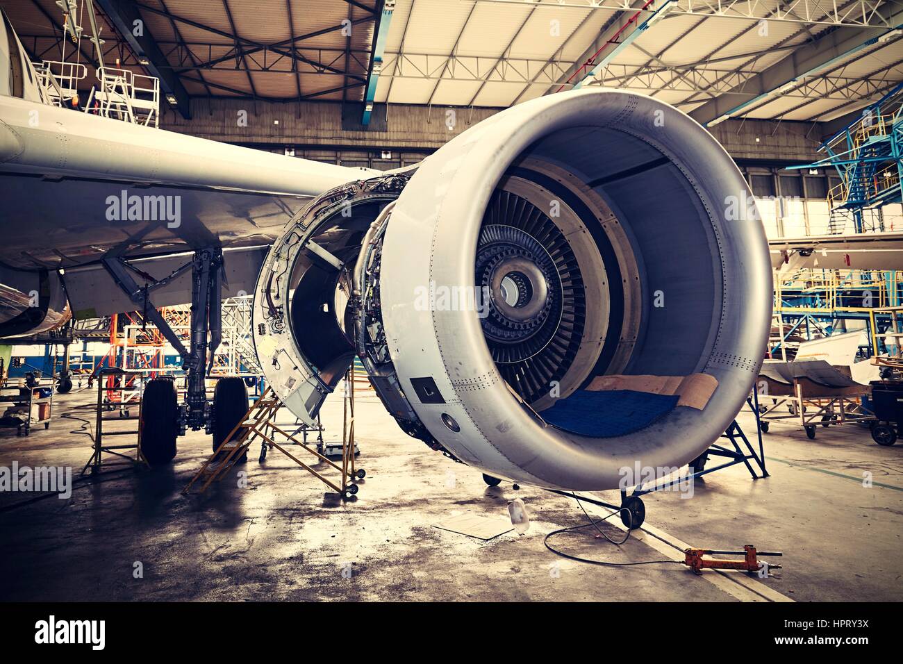 Engine of the airplane under heavy maintenance Stock Photo - Alamy