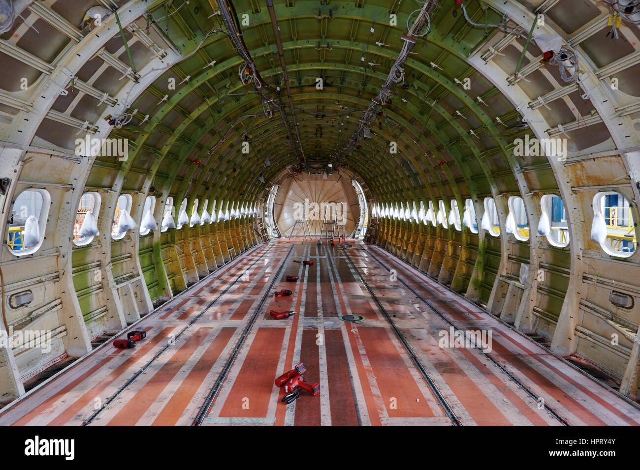 Cabin of the airplane under heavy maintenance Stock Photo - Alamy