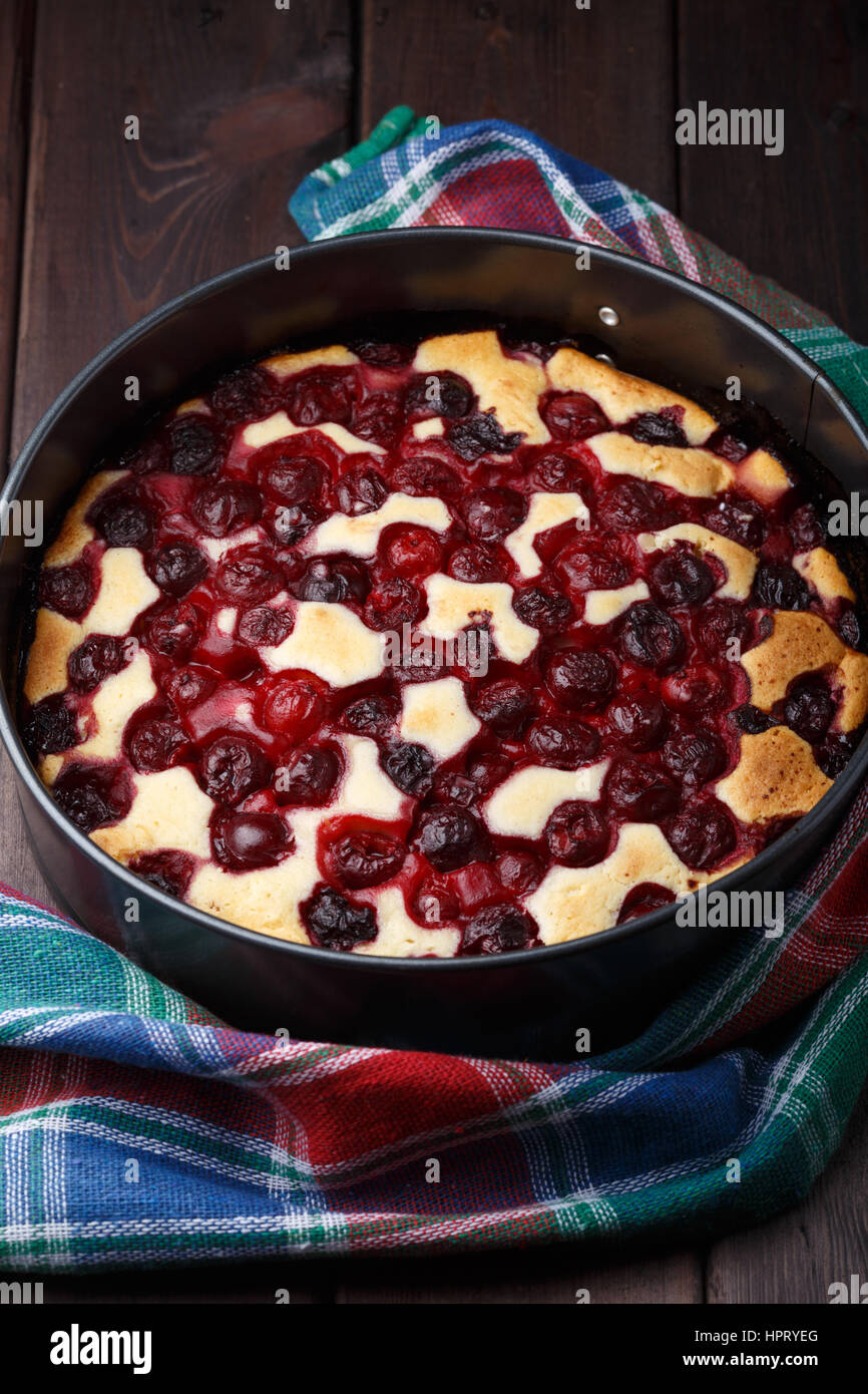 Homemade cherry pie on rustic background Stock Photo - Alamy