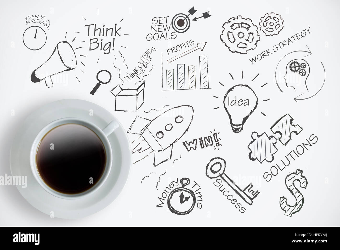 Mind map cloud sketch with breakfast coffee Stock Photo - Alamy