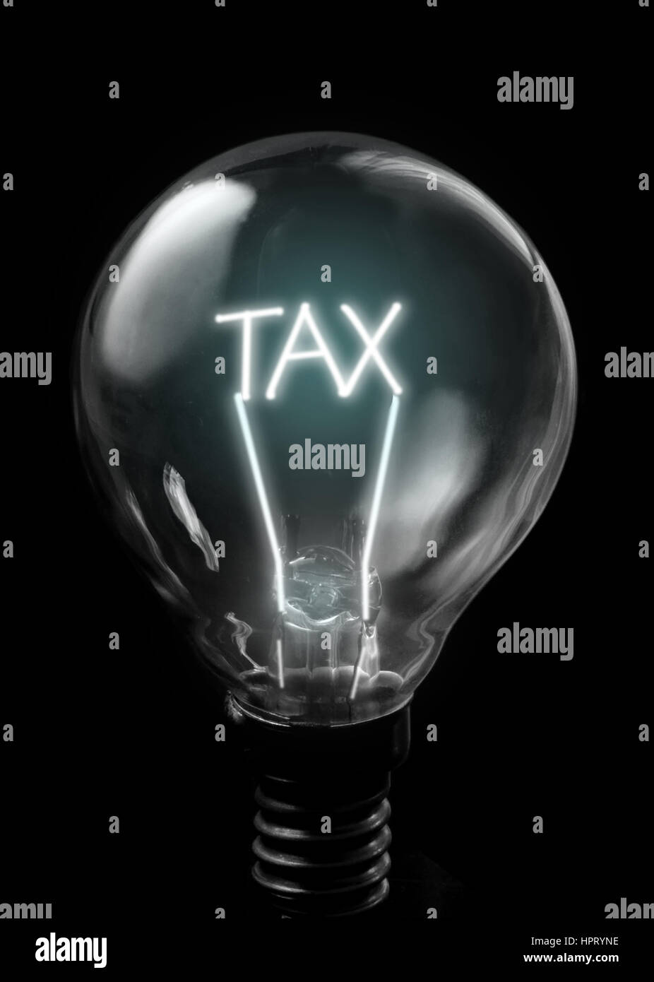 Tax lit up bulb Stock Photo - Alamy