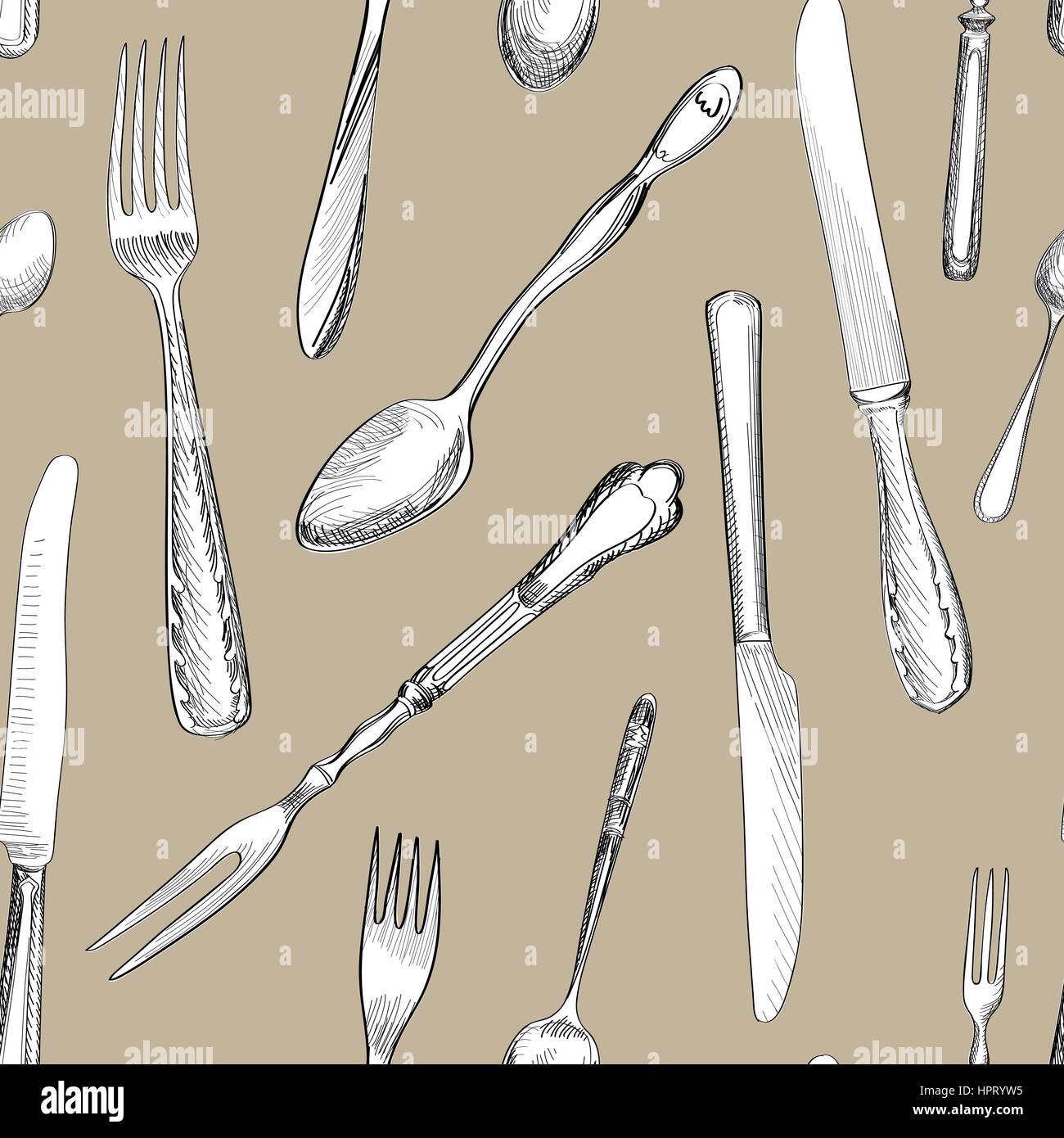 Antique cutlery drawing hi-res stock photography and images - Alamy