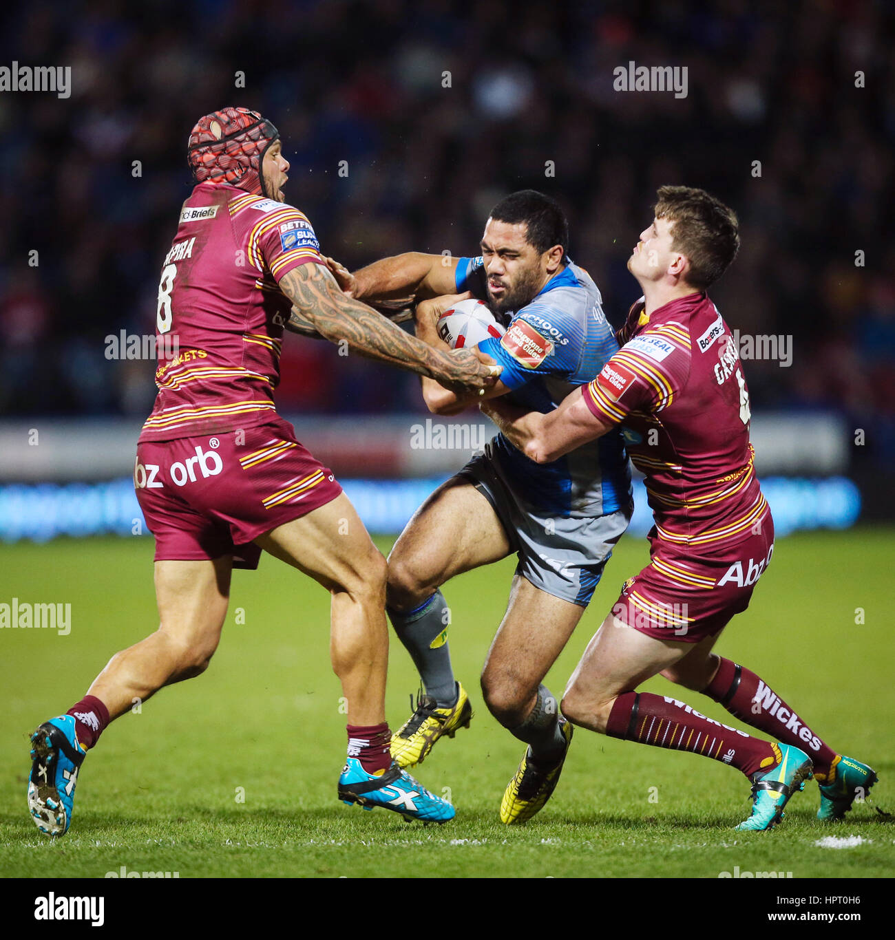 Wakefield Trinity's Bill Tupou breaks through the Huddersfield line ...