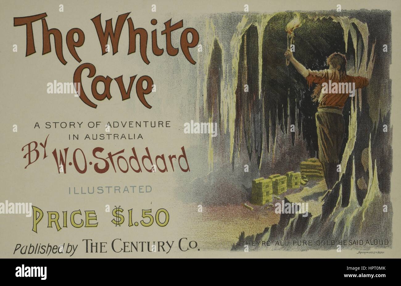 Poster advertisement for a book titled The White Cave by W O Stoddard ...