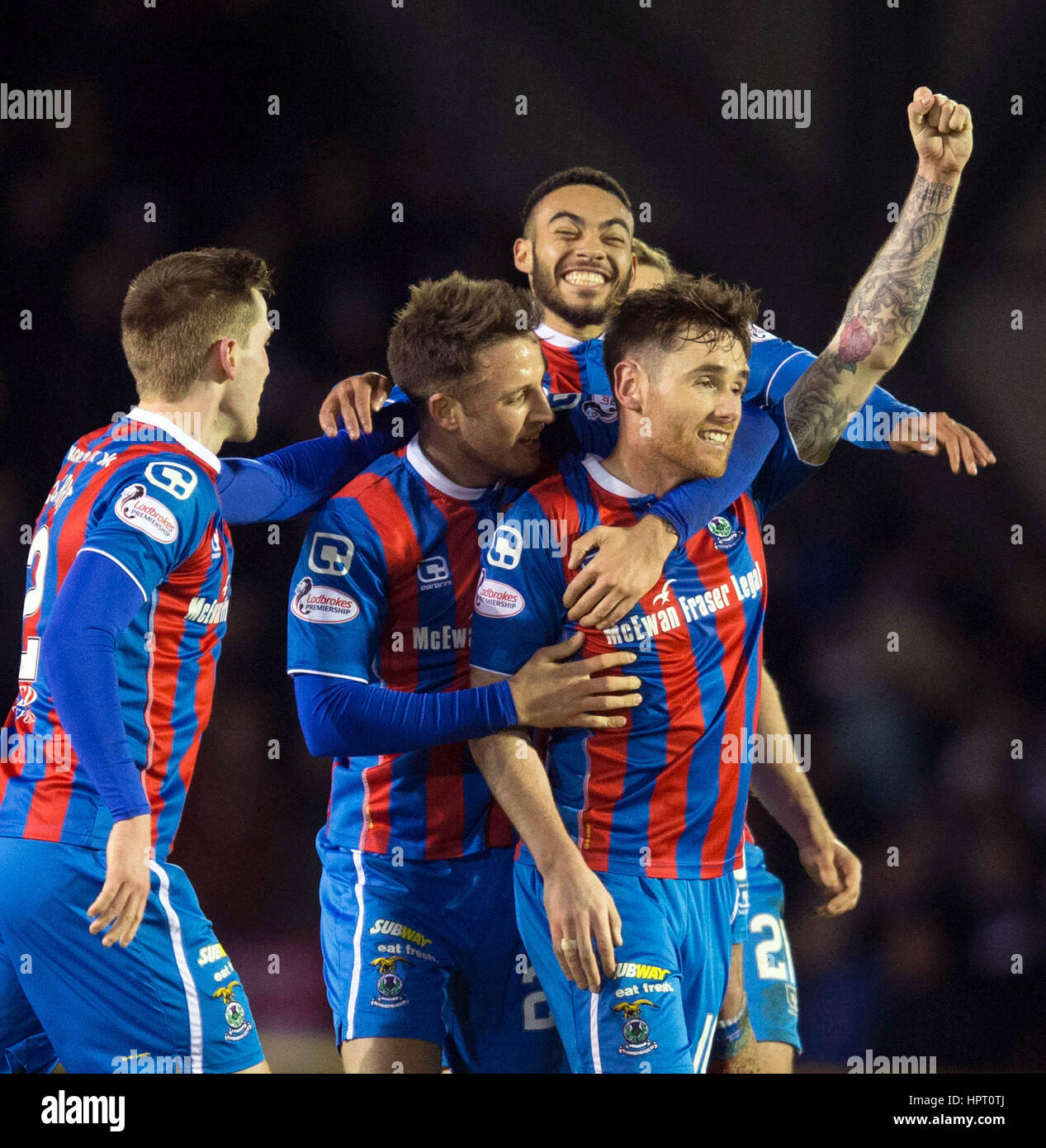 Inverness Caledonian Thistle's Greg Tansey (right) celebrates scoring ...