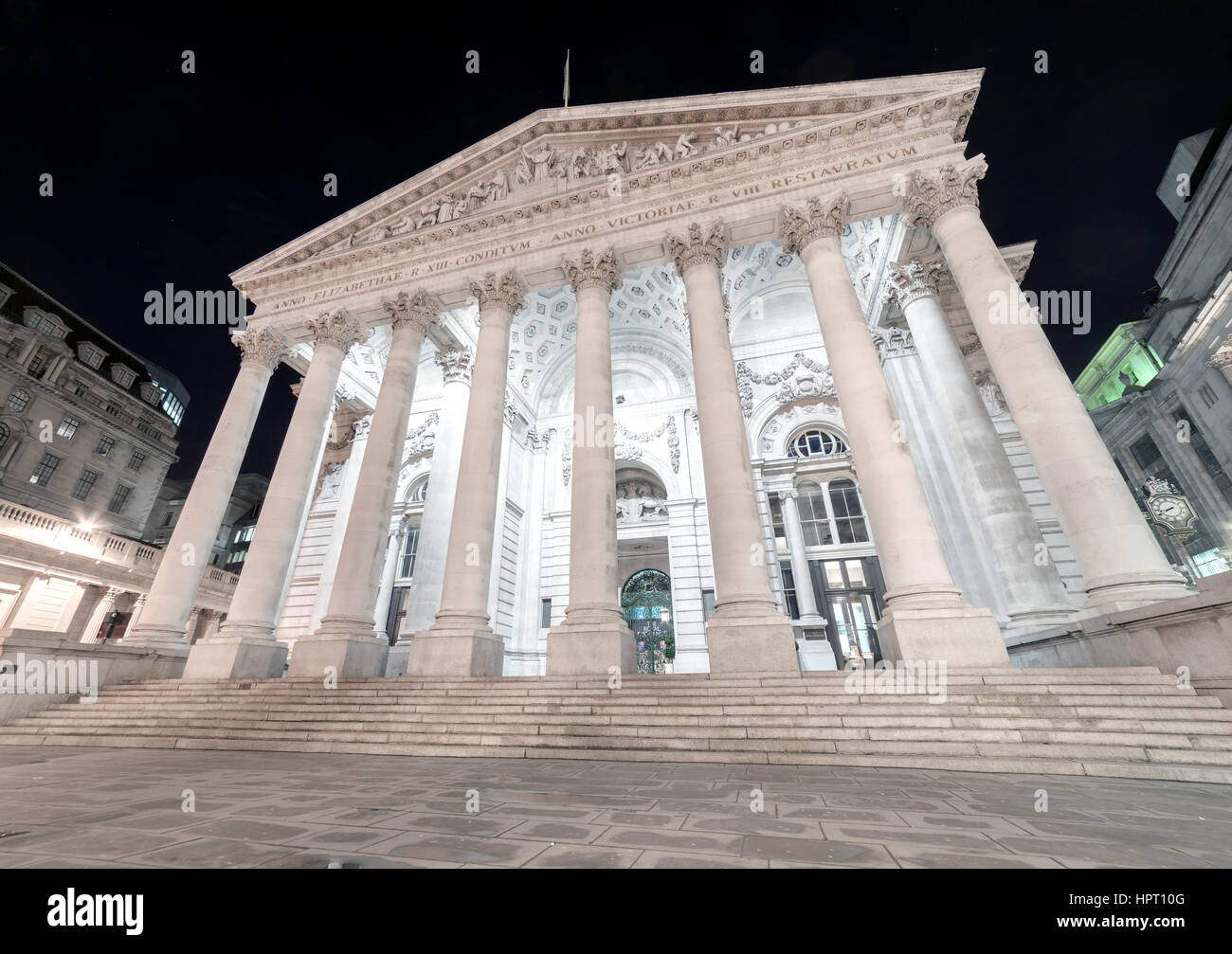 The London Stock Exchange in the City of London financial district at ...